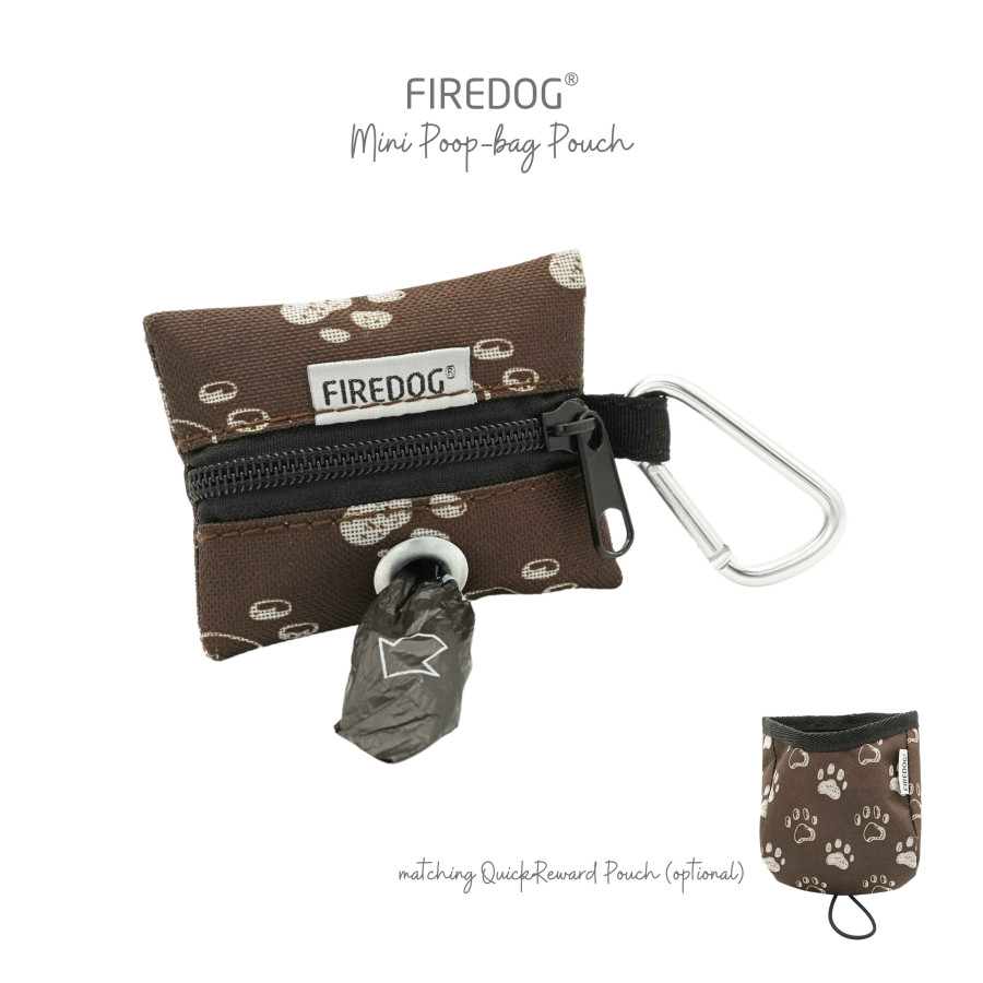 Firedog Mini Poop-bag Pouch nylon Paws brown - MPBP-N-PWB ...